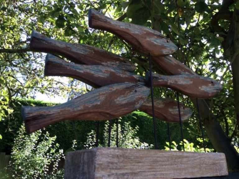 Six Folded Metal Fish on Wood – Dorset Gifts